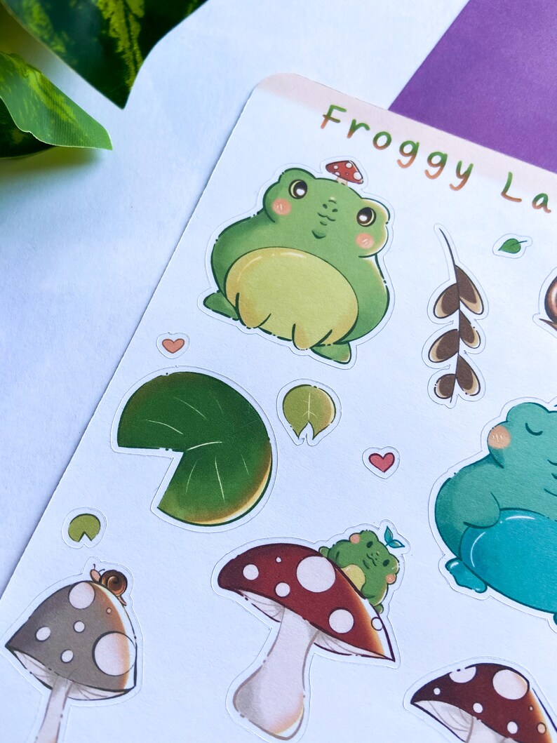 Cute Kawaii Frog Cottage Core Sticker Sheet Mushroom Sticker - Etsy