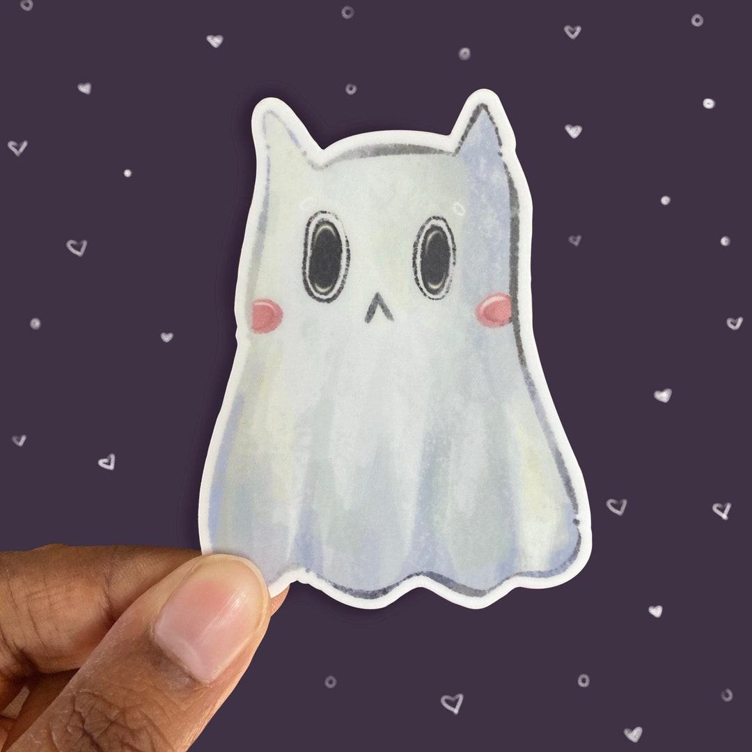Halloween Spooky Ghost Cat Sticker, Witchy Stickers, Fall Aesthetic ...