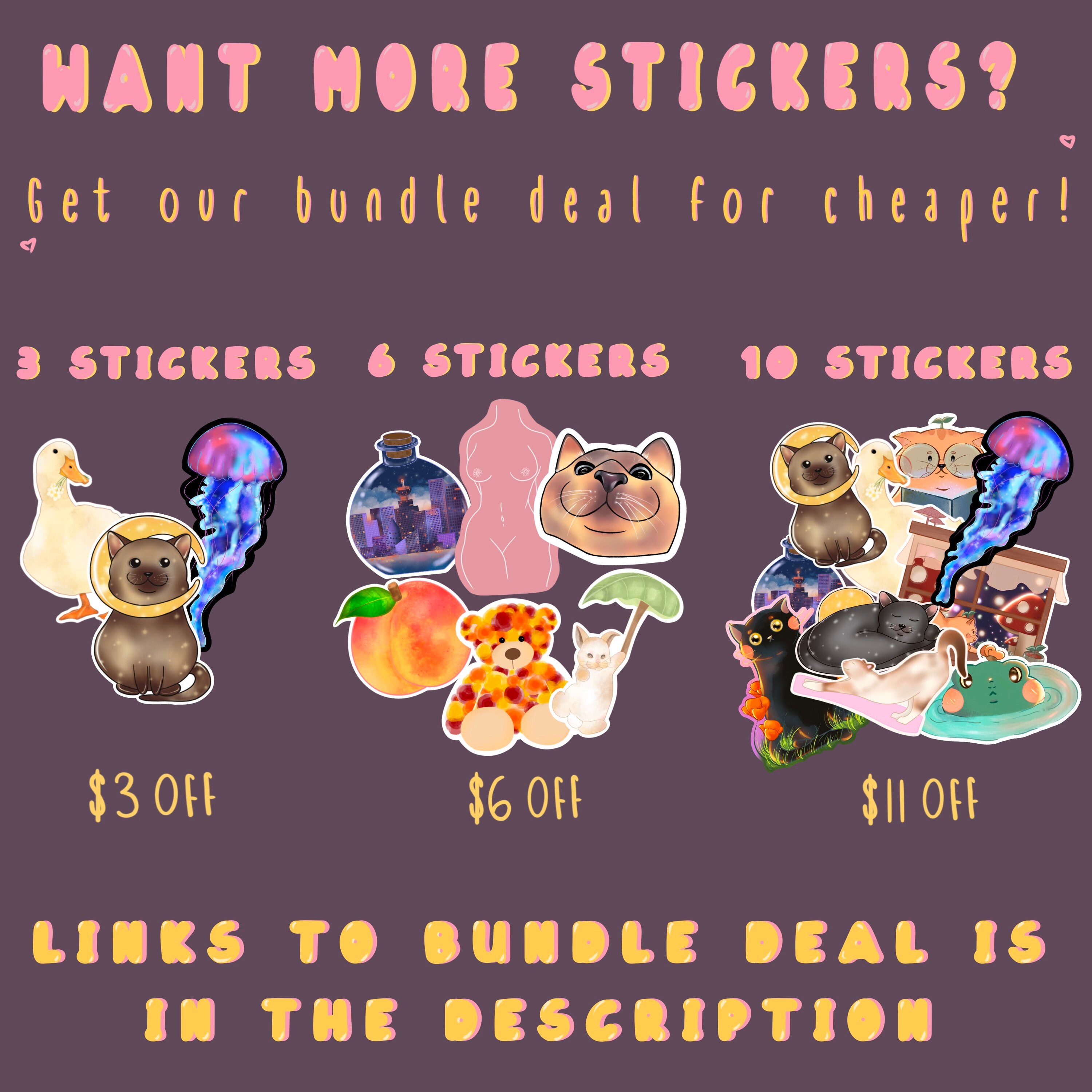 Choose Any 3 Sticker Pack Waterproof Vinyl Sticker Pack - Etsy