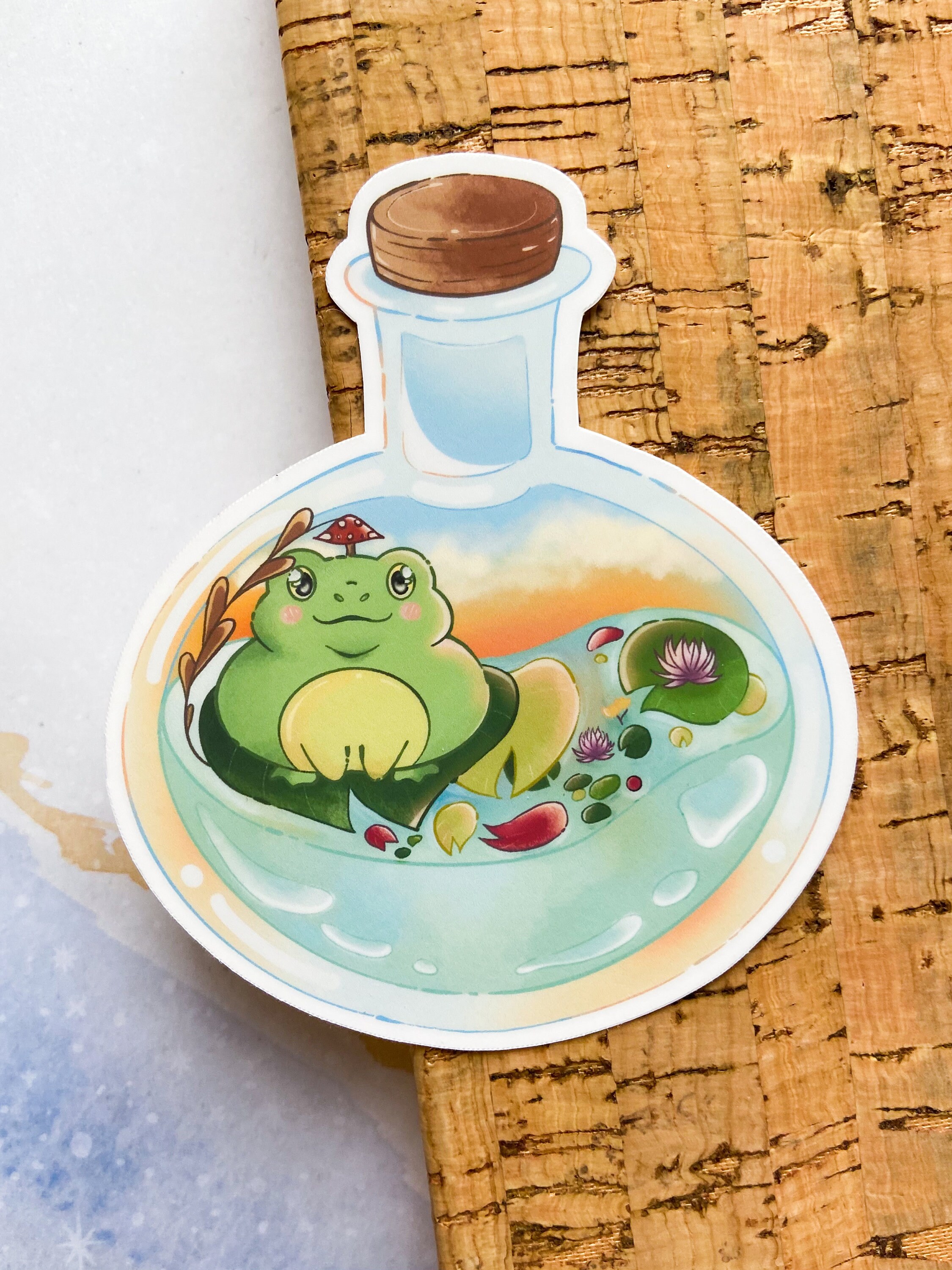 Frog Potion Sticker, Frog Sticker, Frog in a Bottle, Cottagecore ...