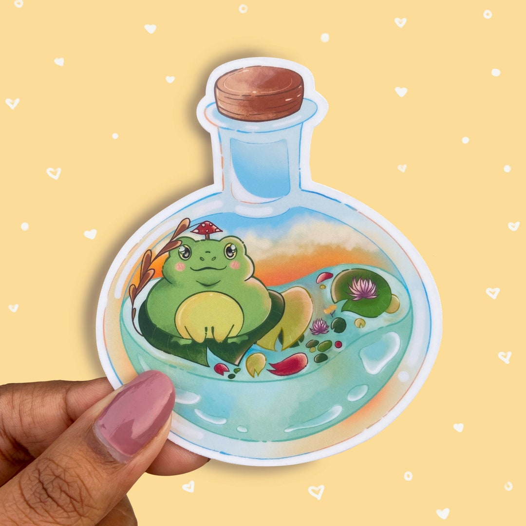 Frog Potion Sticker, Frog Sticker, Frog in a Bottle, Cottagecore ...