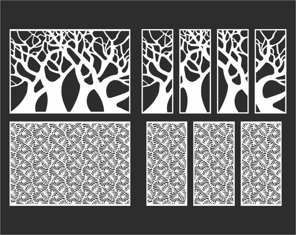 5 Geometric Pattern Panel Templates. For Partitions of a large | Etsy