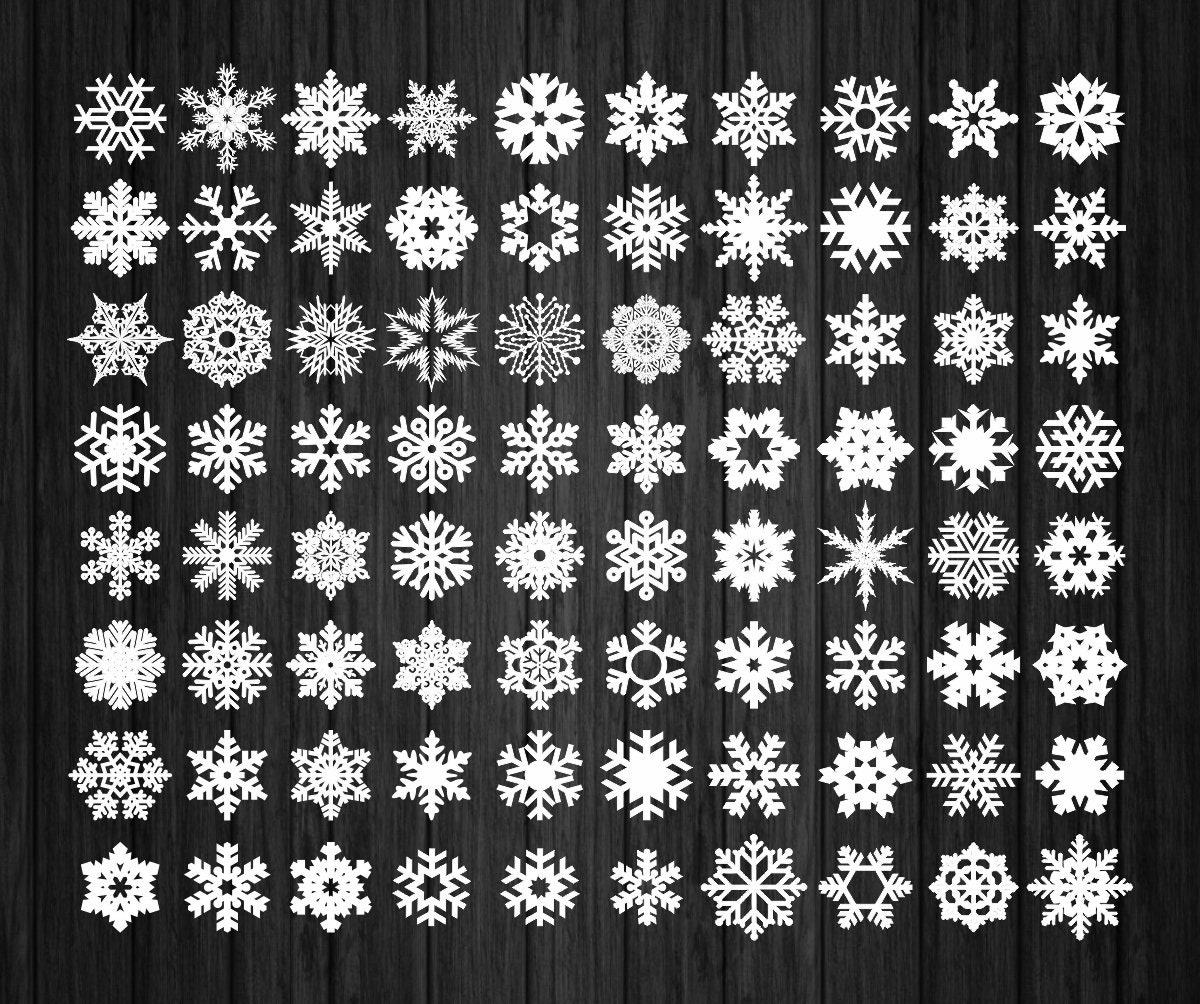 Set of 200 Snowfske Snowflake Clipart Digital Snowflakes - Etsy Canada