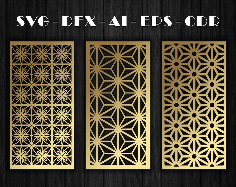 Geometric Panel Laser Cut Files: 24 CNC Screen Designs (digital ...