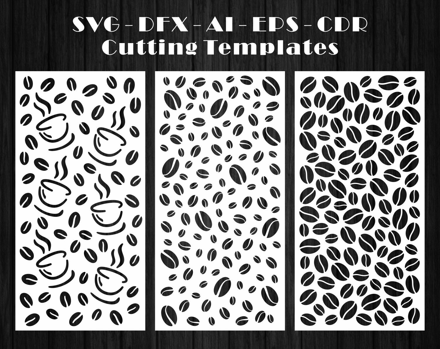 Coffee Pattern - SVG DXF Files. Laser Cut Screen (digital Download ...