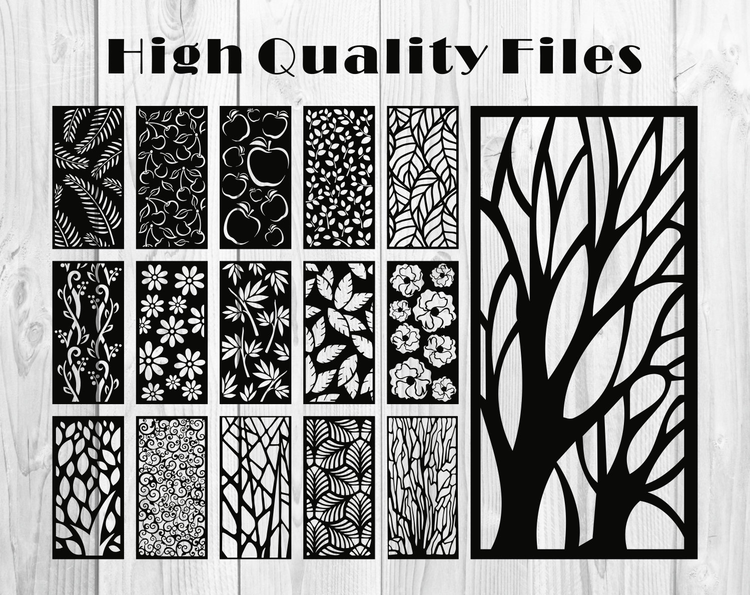 50 Geometric Leaf Pattern CNC Files: Laser Cut Room Divider (digital ...