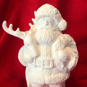 Rare Gare Molds Santa With Deer and Wreath in Ceramic Bisque Ready to ...