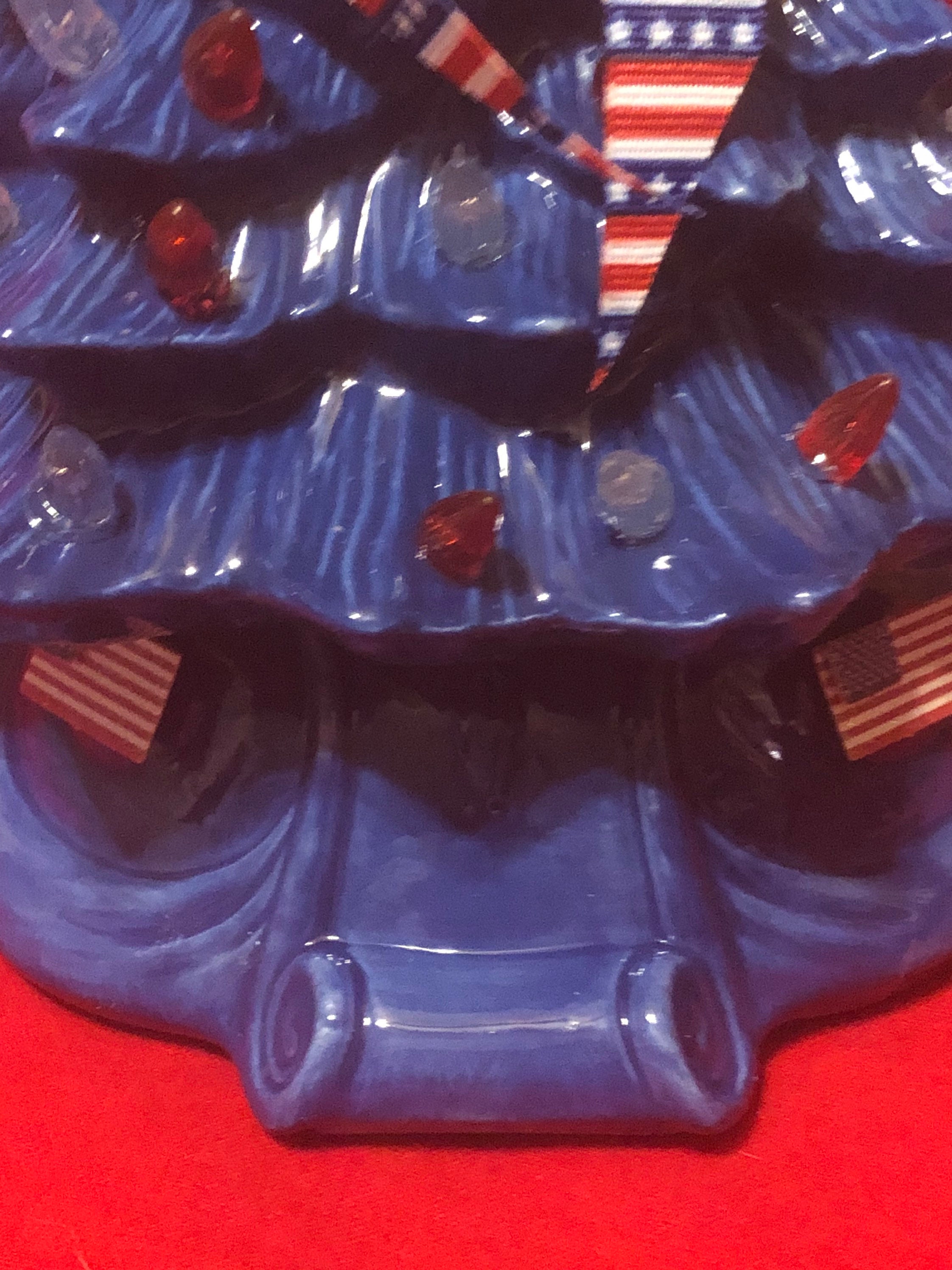 Ceramic Patriotic Ornament Tree with flag ribbon and star on top by ...