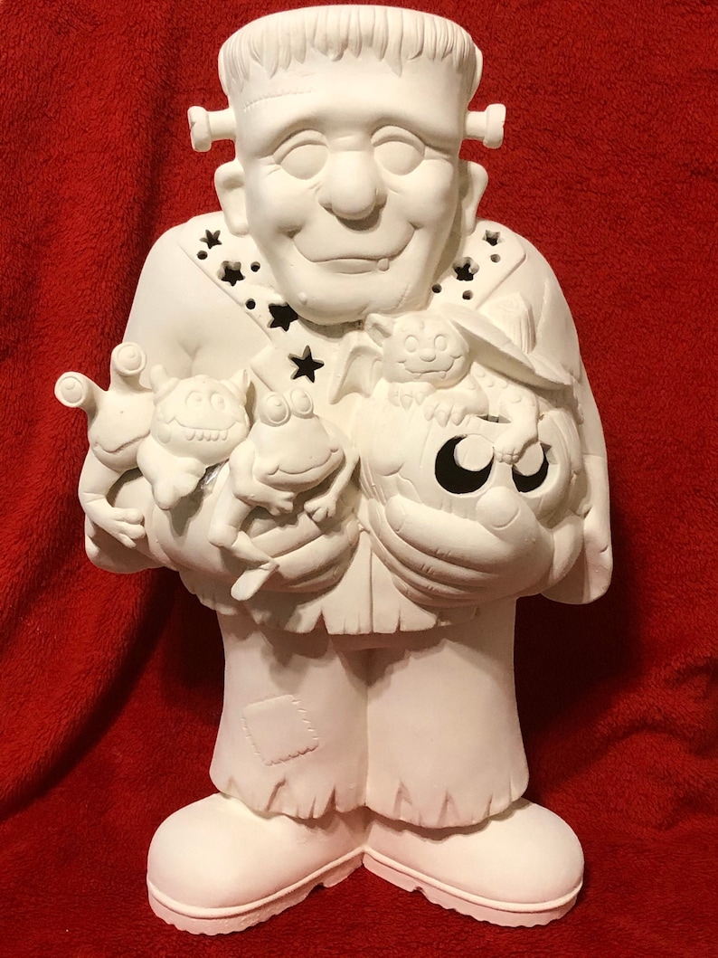 Large Frankenstein With Holes for Lamp in Ceramic Bisque Ready - Etsy