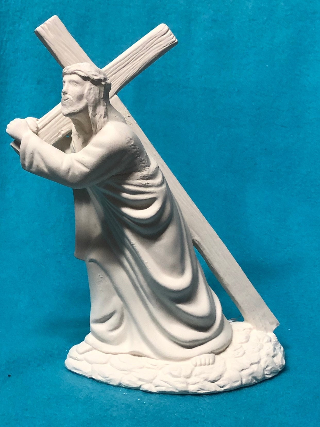 Christ and the Cross in ceramic bisque ready to paint