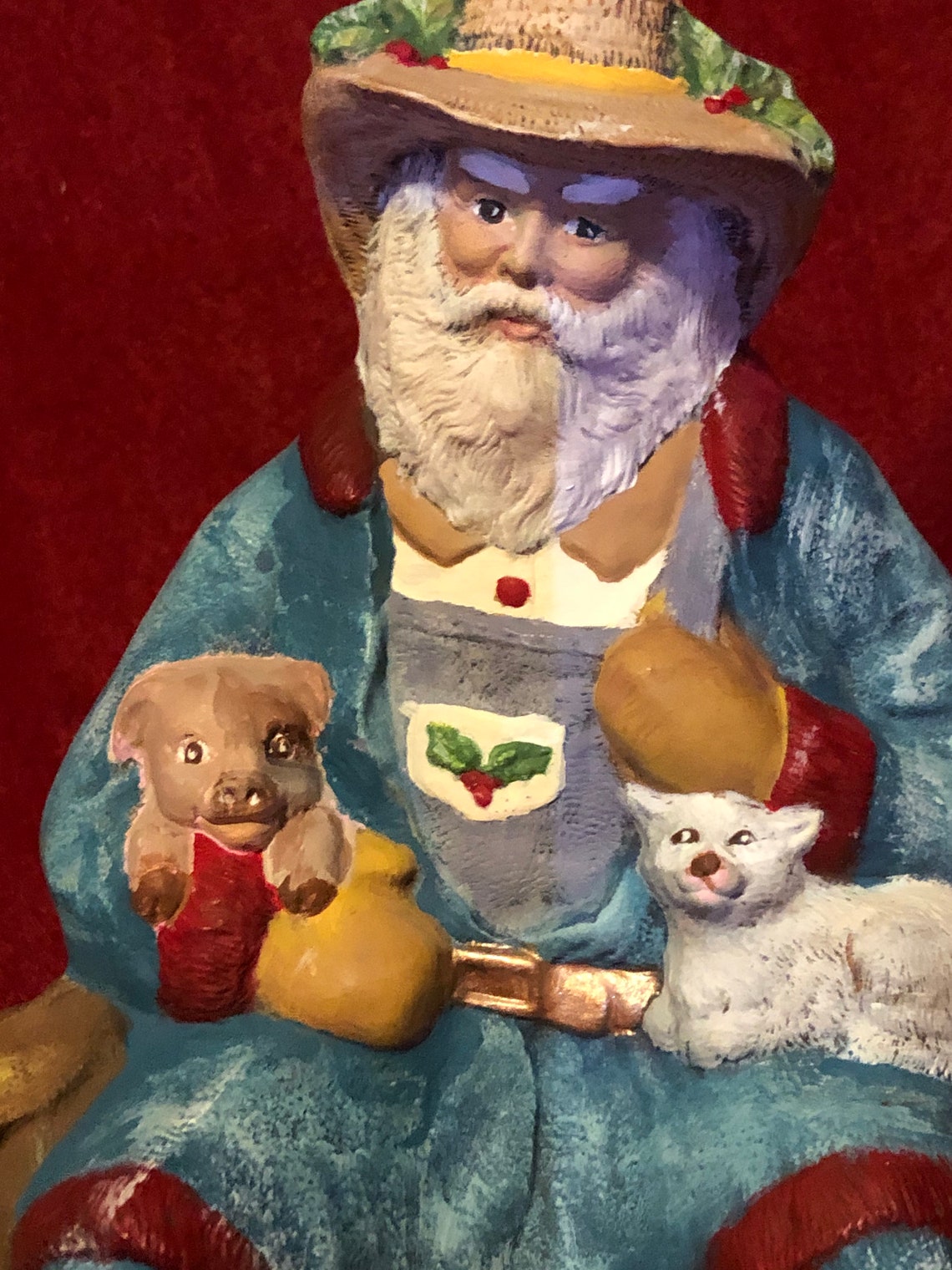 Old World Farmer Santa Claus With a Pig Cat and Pheasant - Etsy