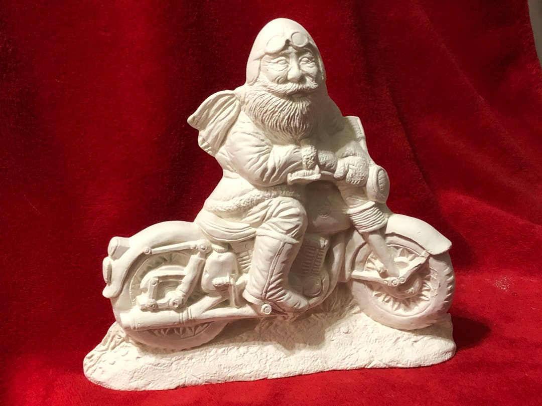 Motorcycle Santa Claus Ceramic Bisque Ready to Paint by Jmdceramicsart ...