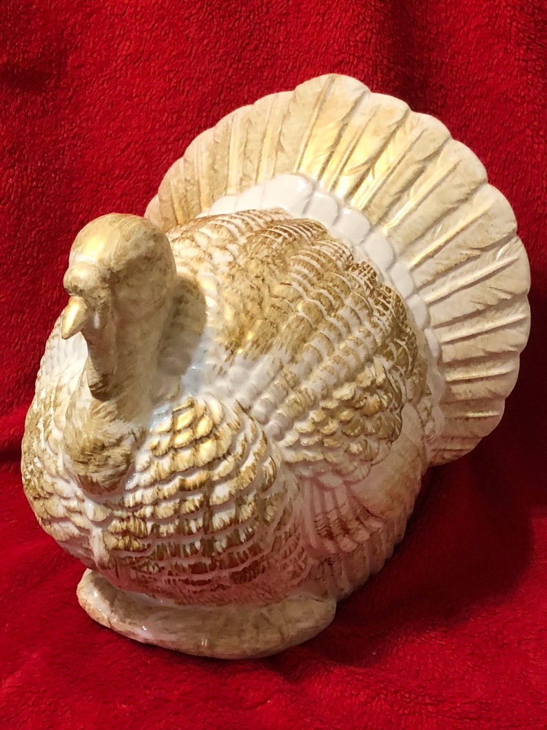 Milk Glass Glazed Ceramic Scioto Turkey With Brushed Gold - Etsy