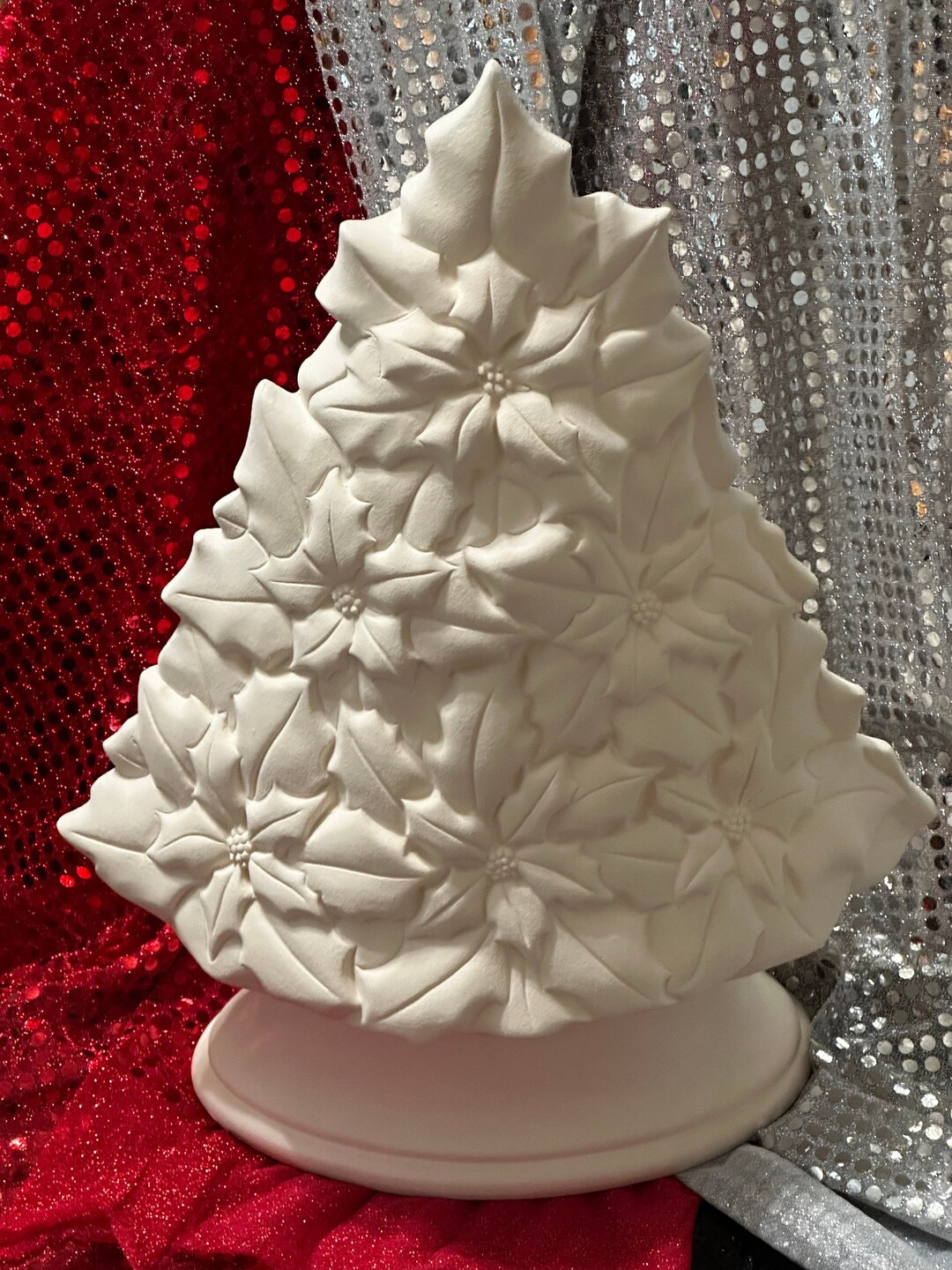 DIY Ceramic Bisque Christmas Tree: Handmade Poinsettia Tree (17x15x7 ...