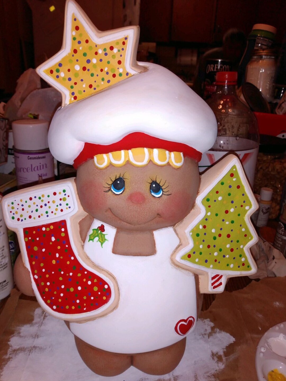 Ceramic Gingerbread Christmas cookie Dry Brushed - Etsy