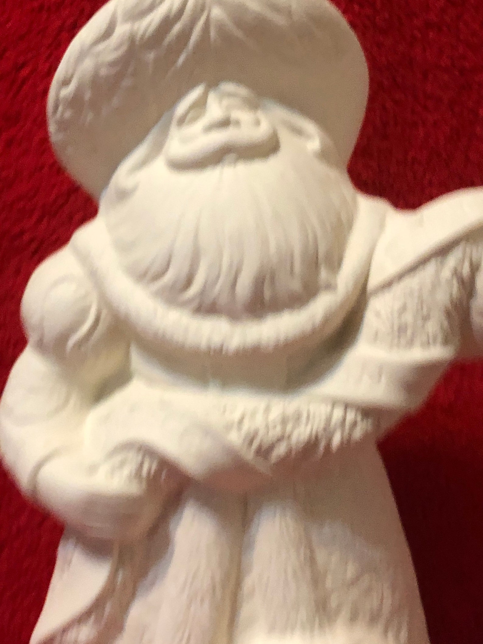 Handmade Ceramic Bisque Santa Figurine With Peace Dove - Ready to Paint ...