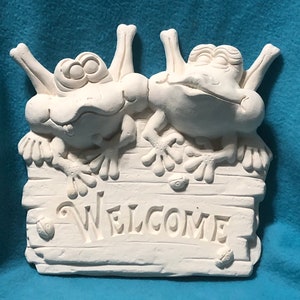 Frog Welcome Sign Ceramic Bisque Wall Hanging Ready to Paint by ...