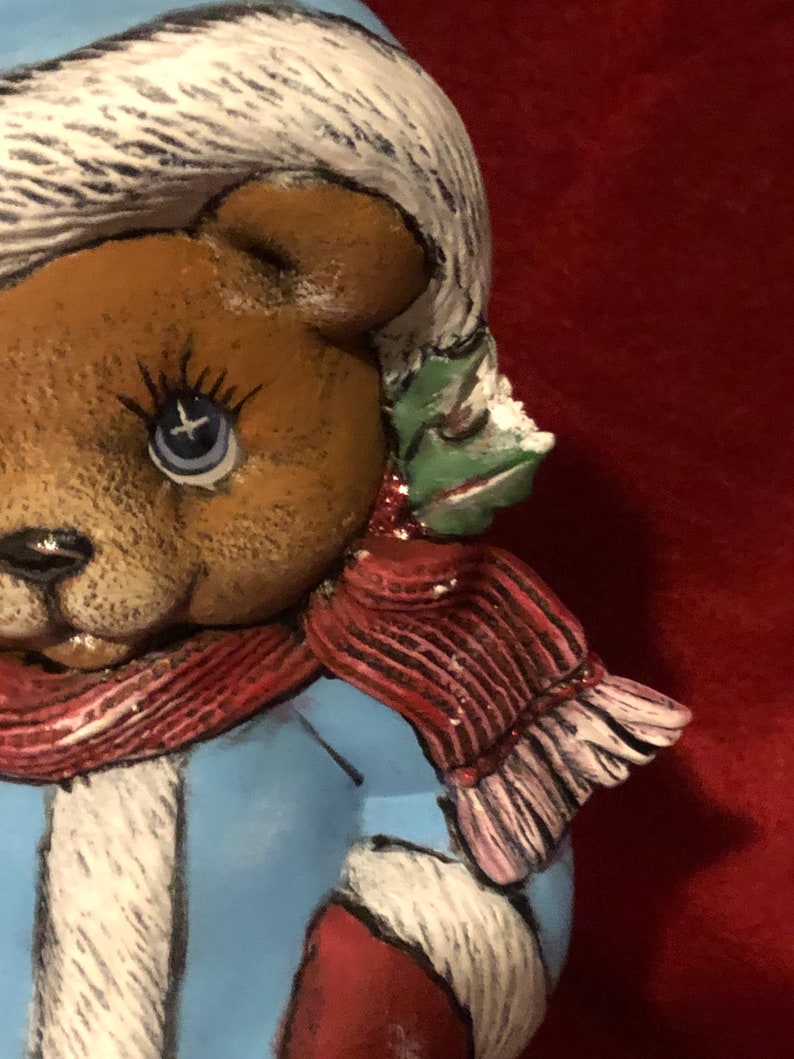 Clay Magic's Ceramic Male Christmas Bear Dry Brushed Using - Etsy