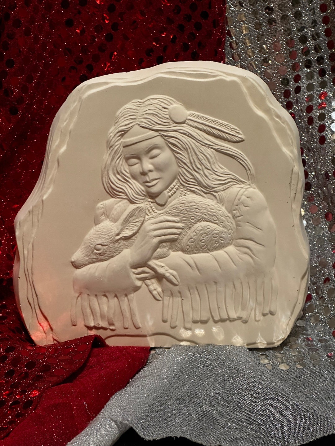 Kinzie Molds Indian Holding Fawn in Bisque Ready to Paint by ...