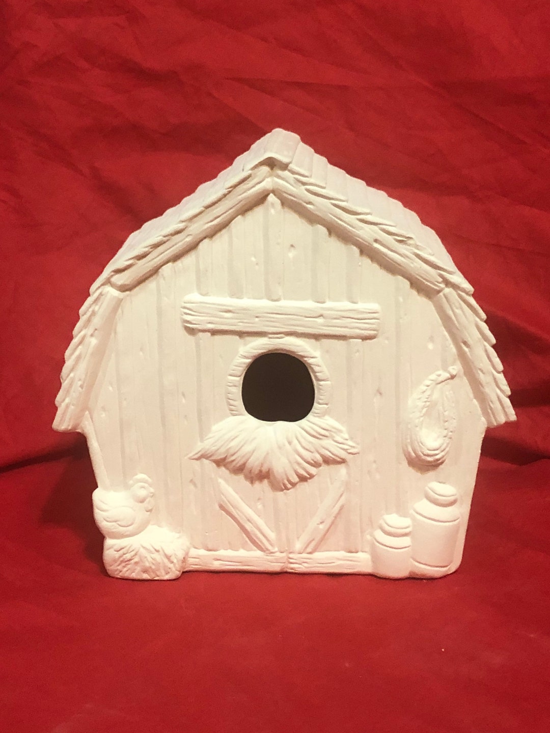 Vintage Ceramic Barn Bird House: Ready to Paint Bisque, Handmade - Etsy
