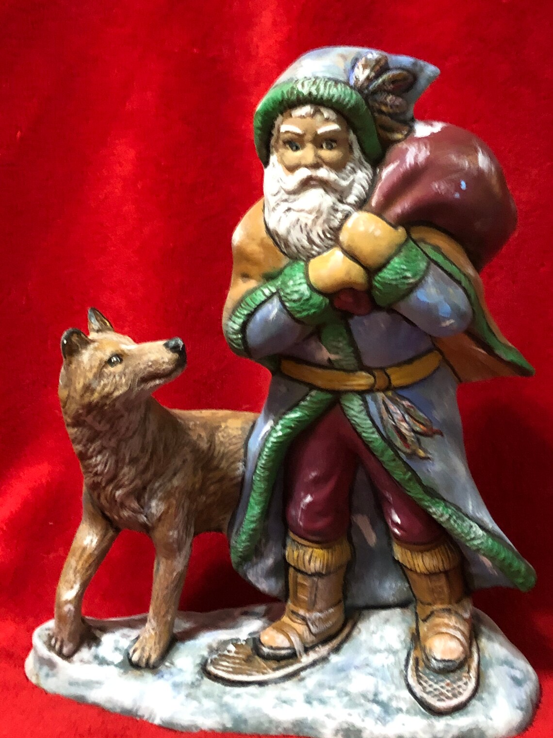 Ceramic Santa With Wolf - Etsy