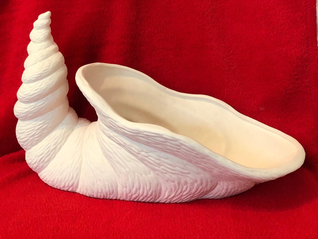 Large Ceramic Cornucopia in Bisque Ready to Paint by - Etsy