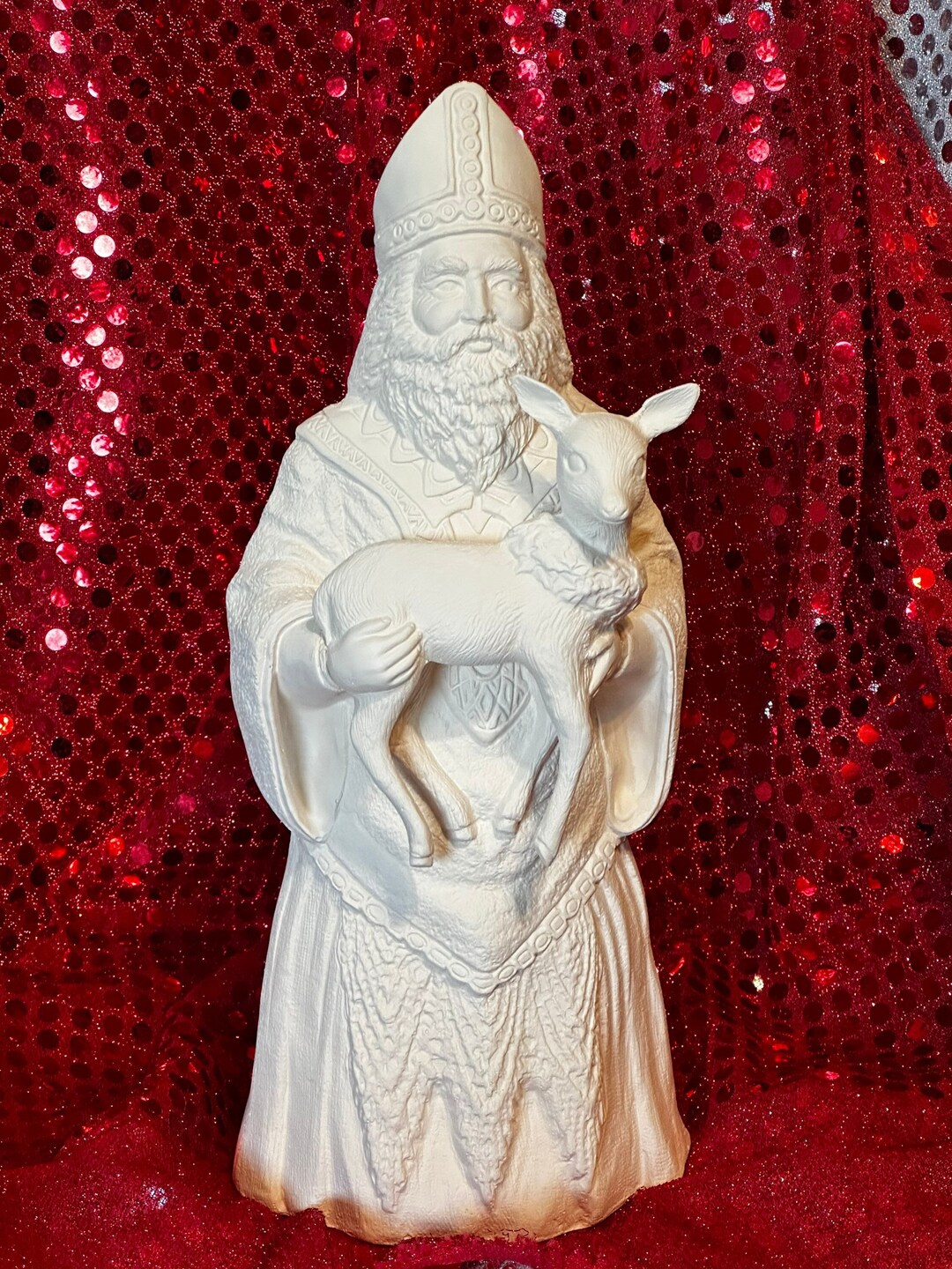 Kimple Molds Ceramic Holland Santa Holding Baby Deer in Bisque Ready to ...