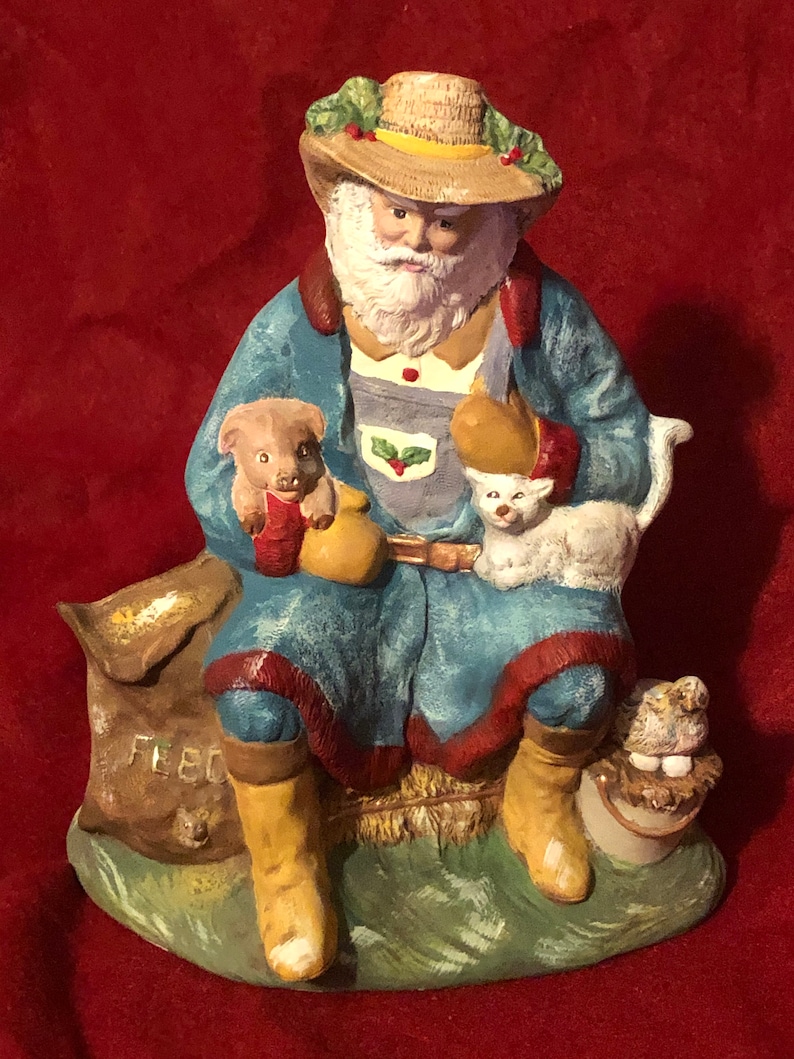 Old World Farmer Santa Claus With a Pig Cat and Pheasant - Etsy