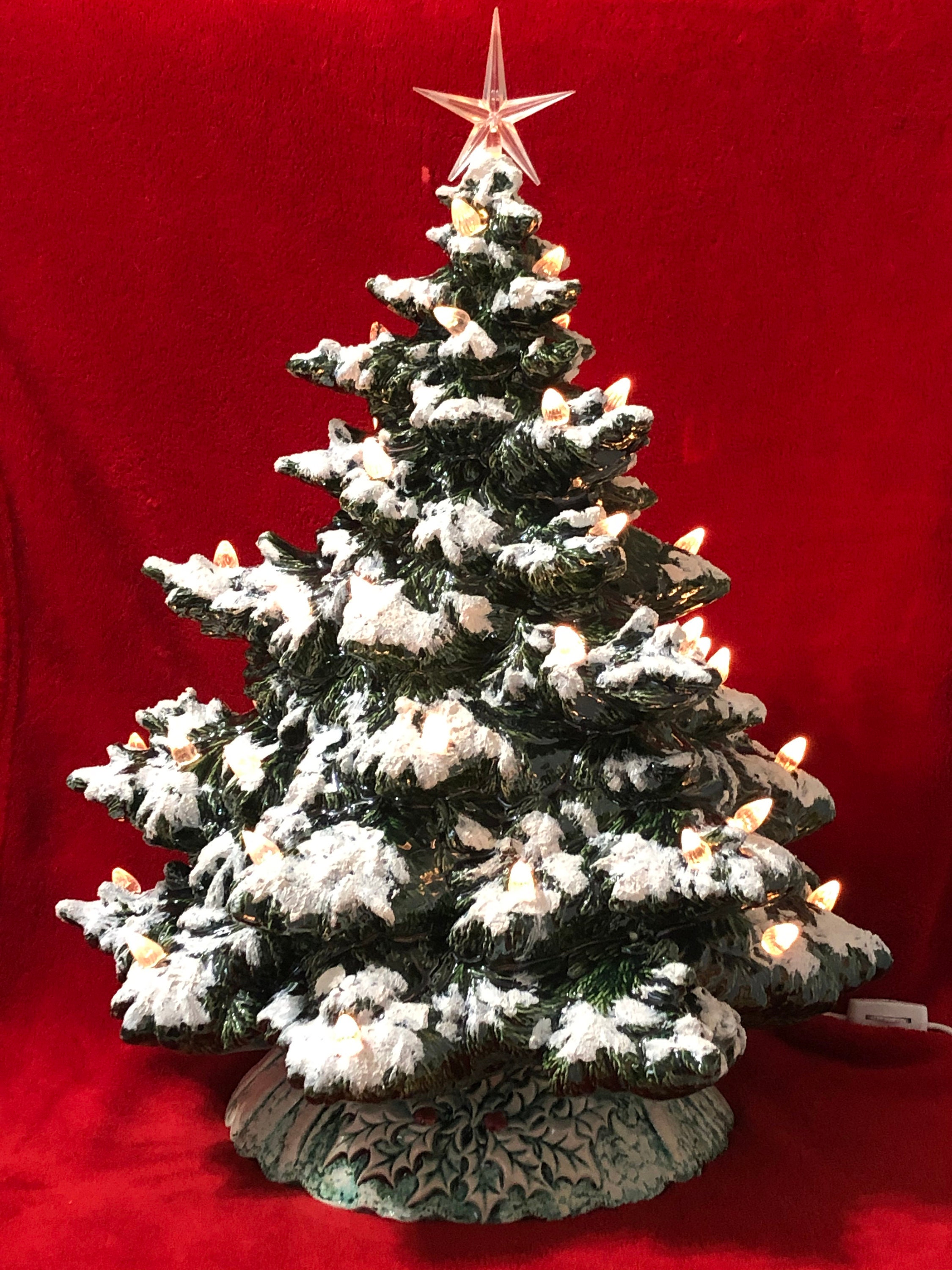 Green Glazed Frazier Fir Christmas Tree with Snow