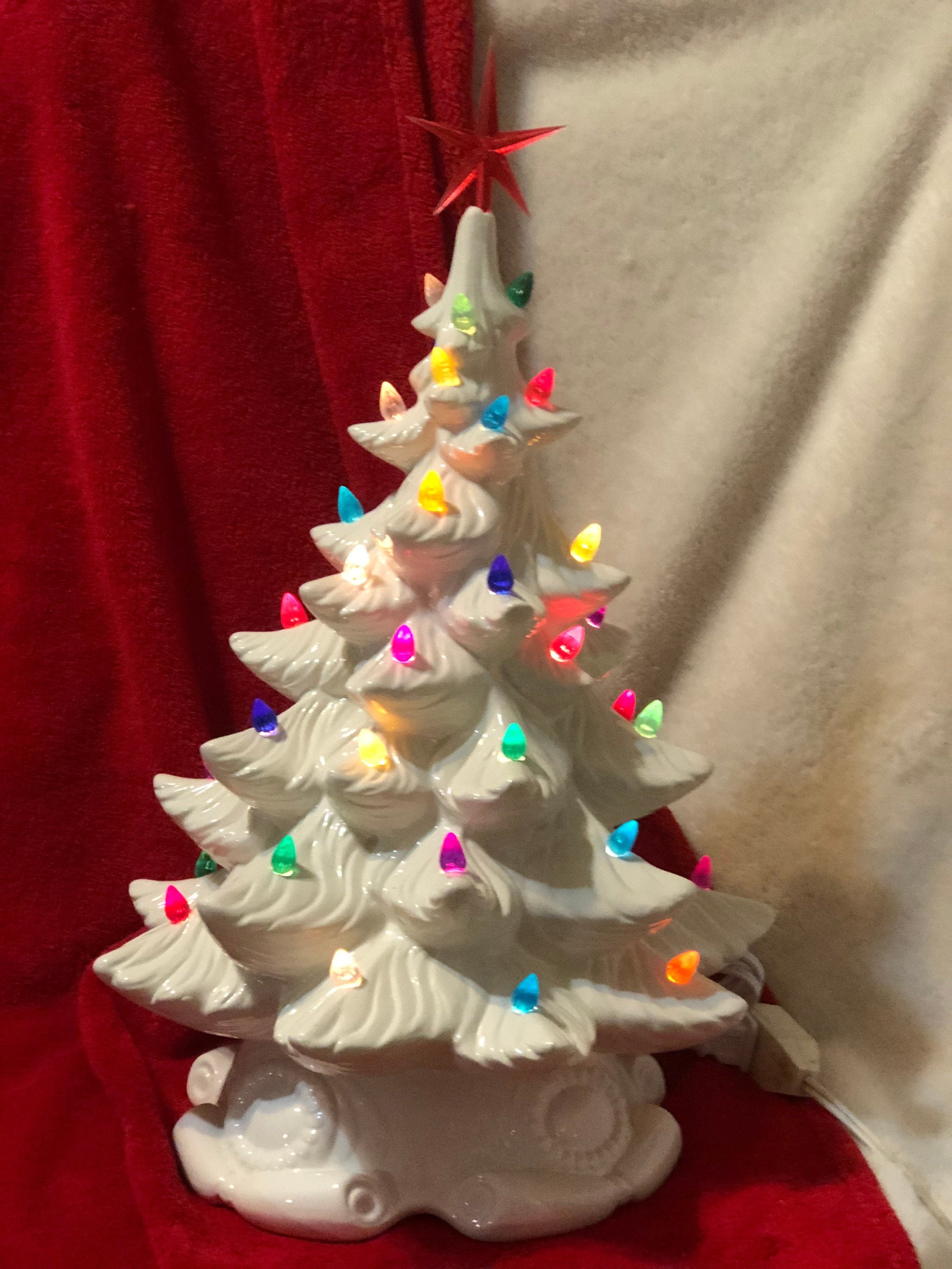Atlantic Molds Milk Glass Glazed Ceramic Christmas Tree with multicolor ...