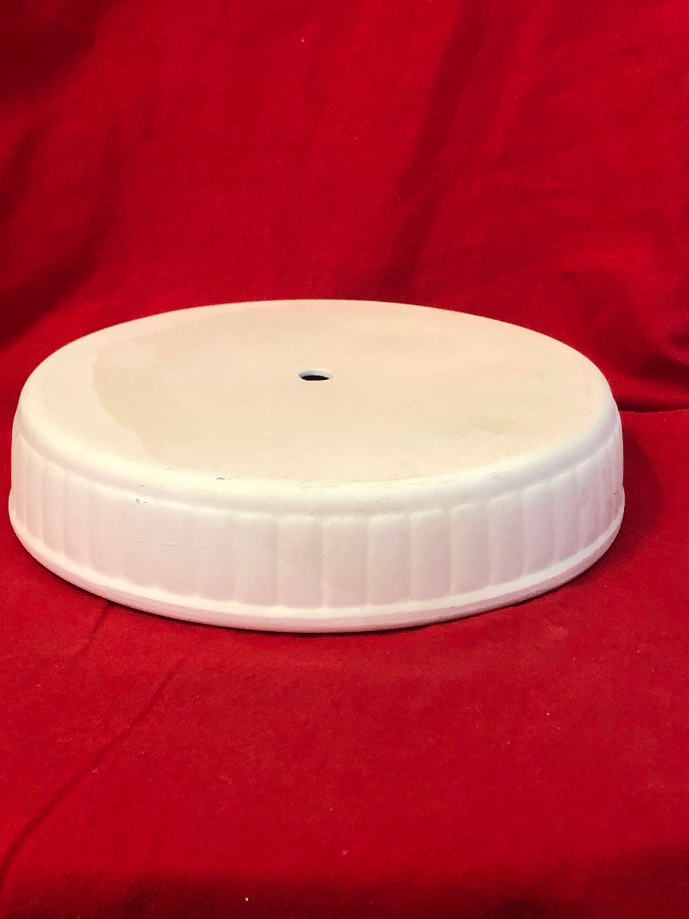Vintage Round Ceramic Base with hole for light in bisque ready to paint ...