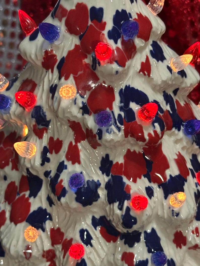 Patriotic Ceramic Ornament Tree: Handcrafted 4th of July Decor ...