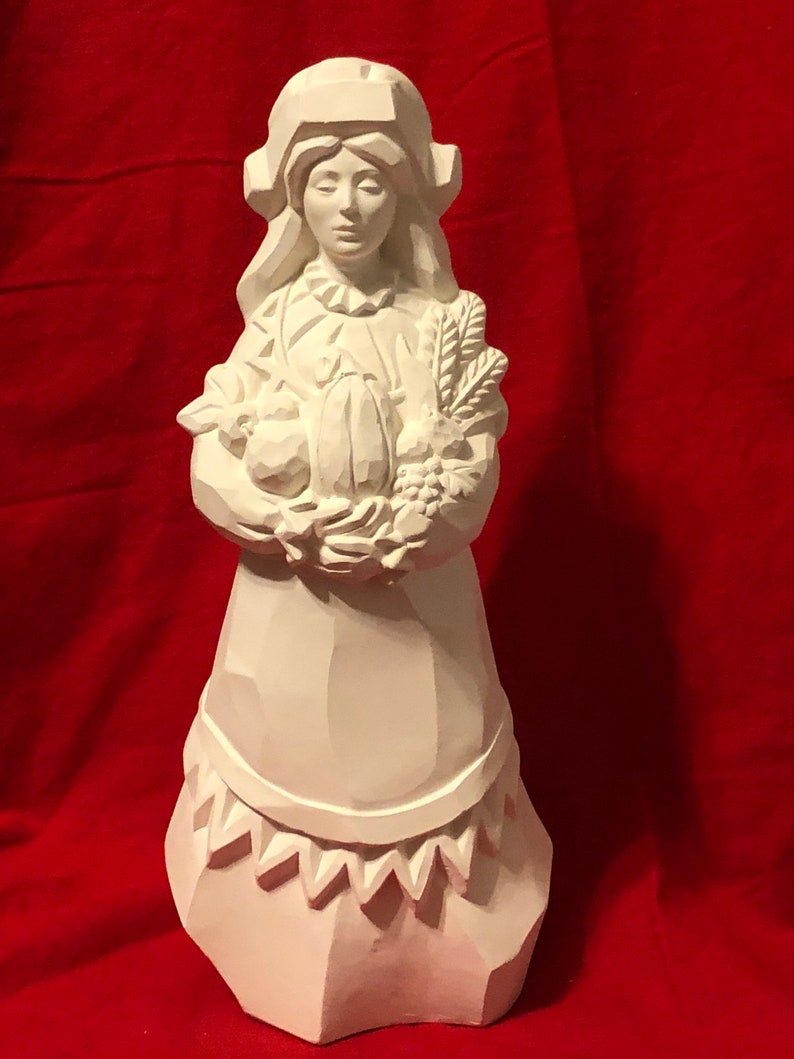 Clay Magic's Hammered Female Pilgrim in Ceramic Bisque Ready to Paint ...
