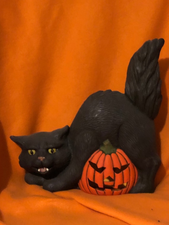 Halloween Cat and Pumpkin With Cutouts for Light - Etsy
