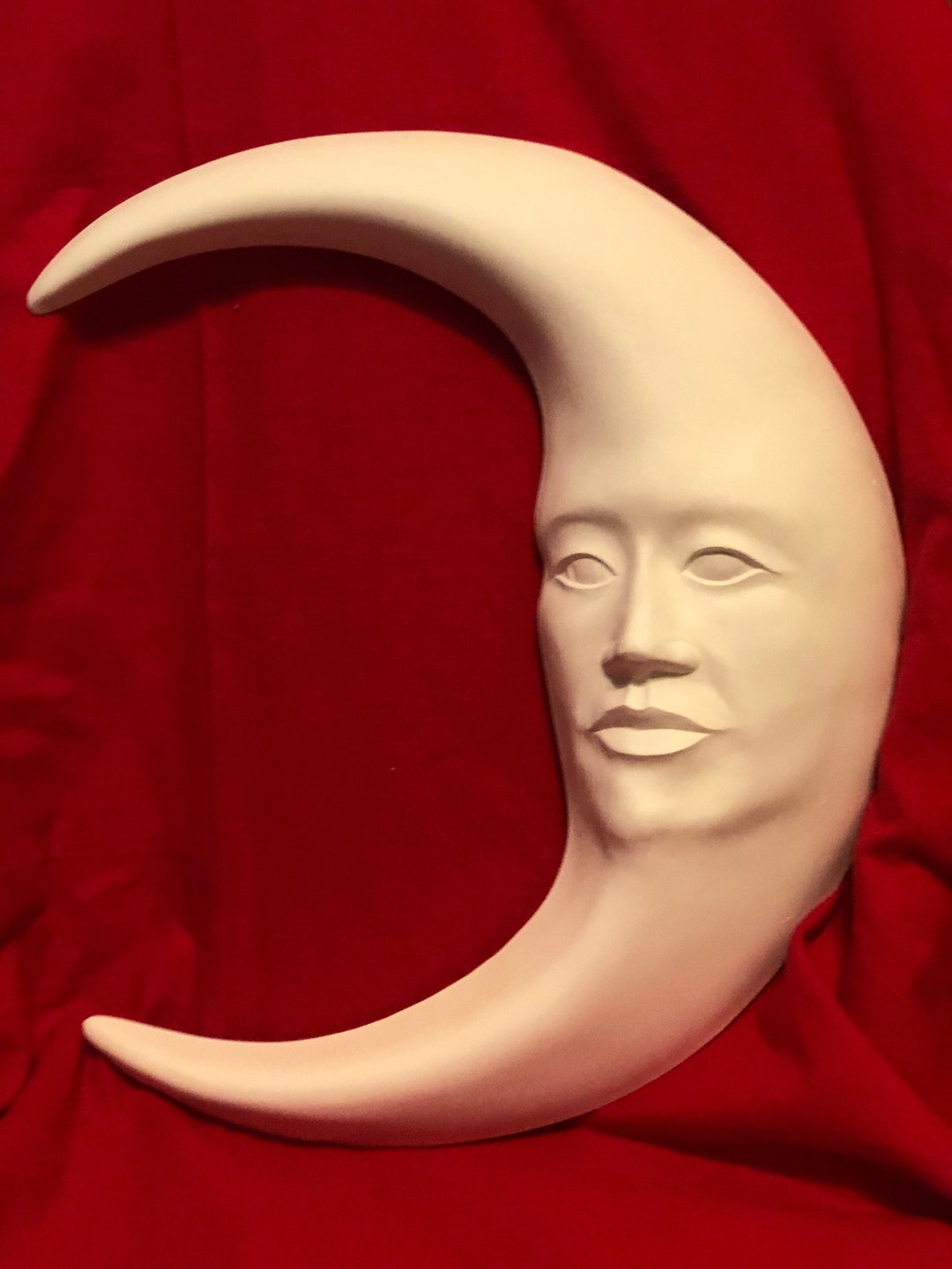 DIY Ceramic Bisque Moon - Ready-to-paint Ceramic Moon With Face ...