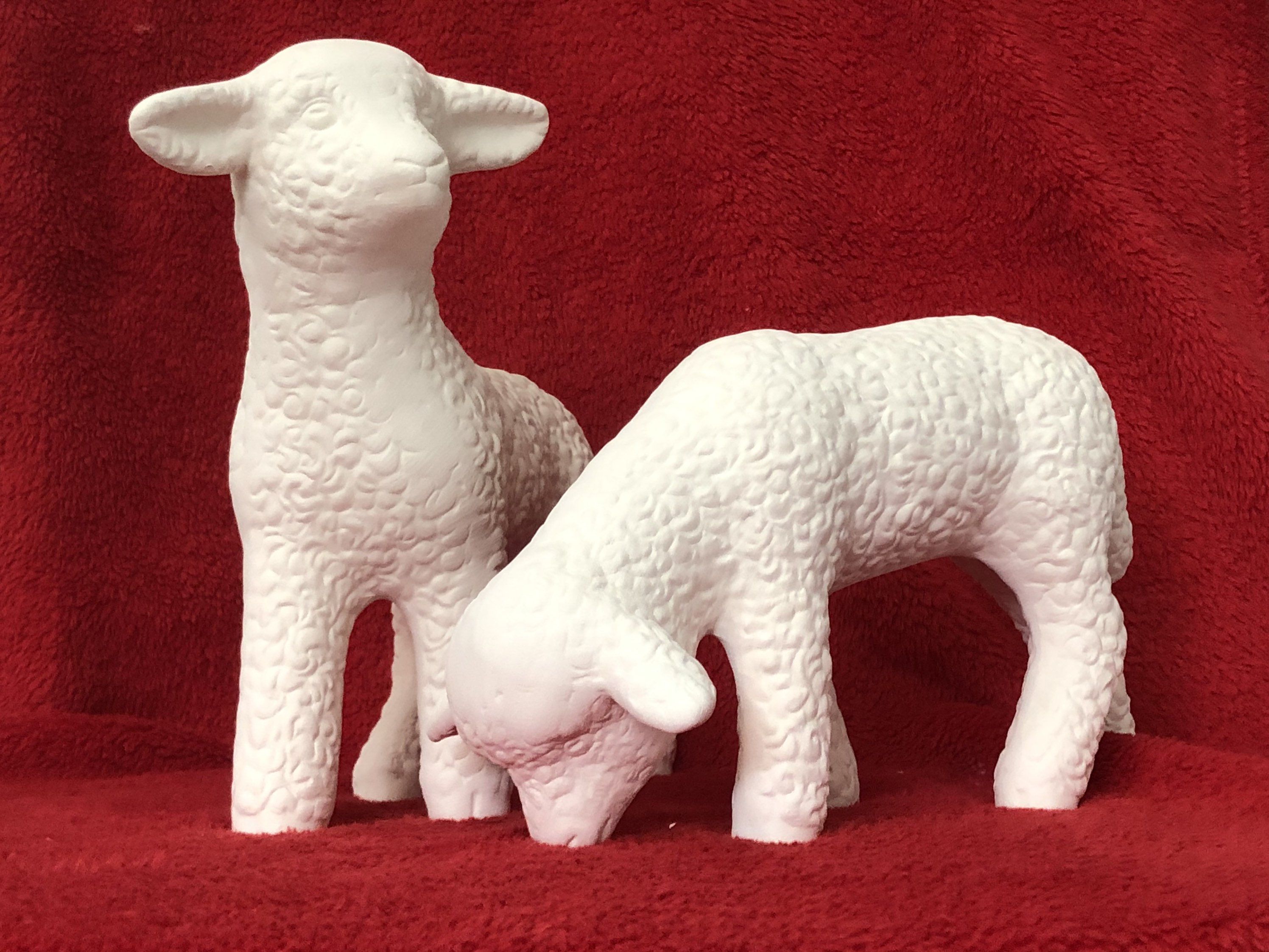 Ceramic Set of 2 Lambs in bisque ready to paint