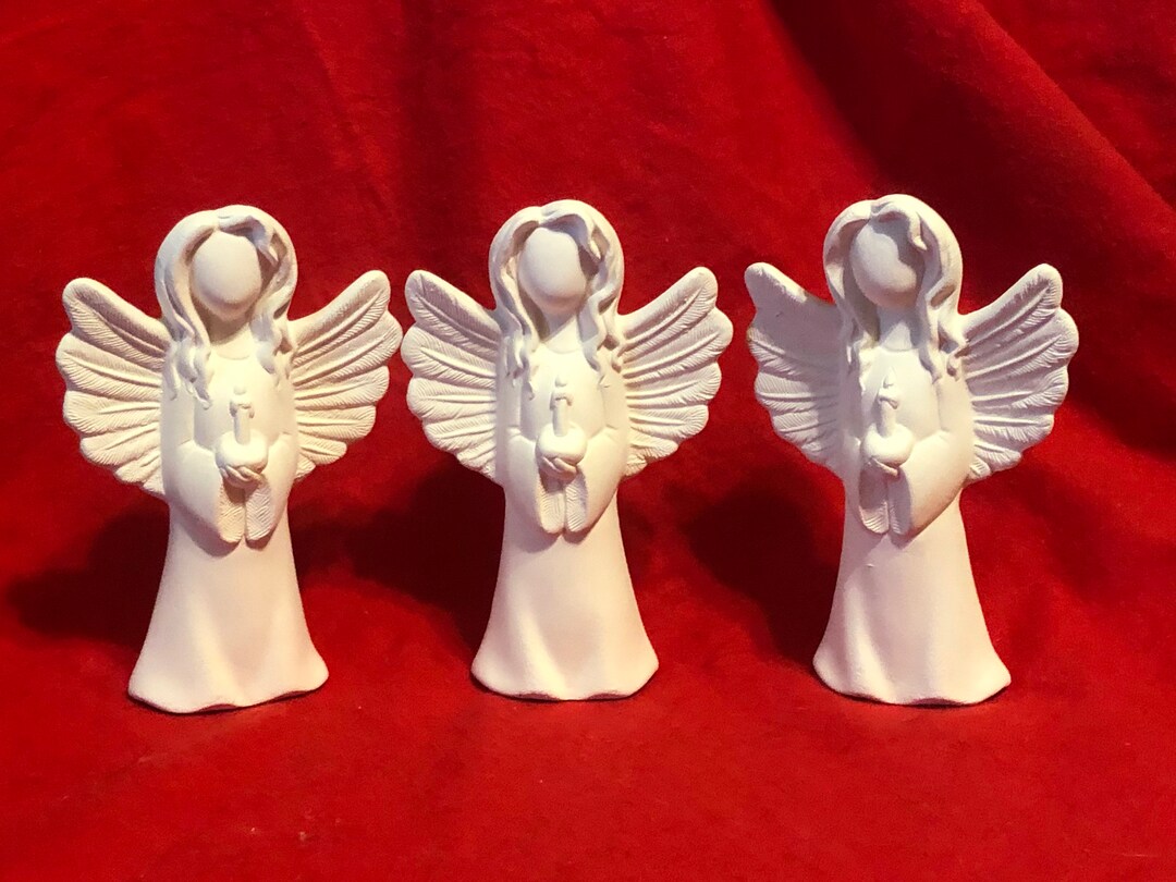 Set of 3 Clay Magic Angels in Ceramic Bisque Ready to Paint - Etsy