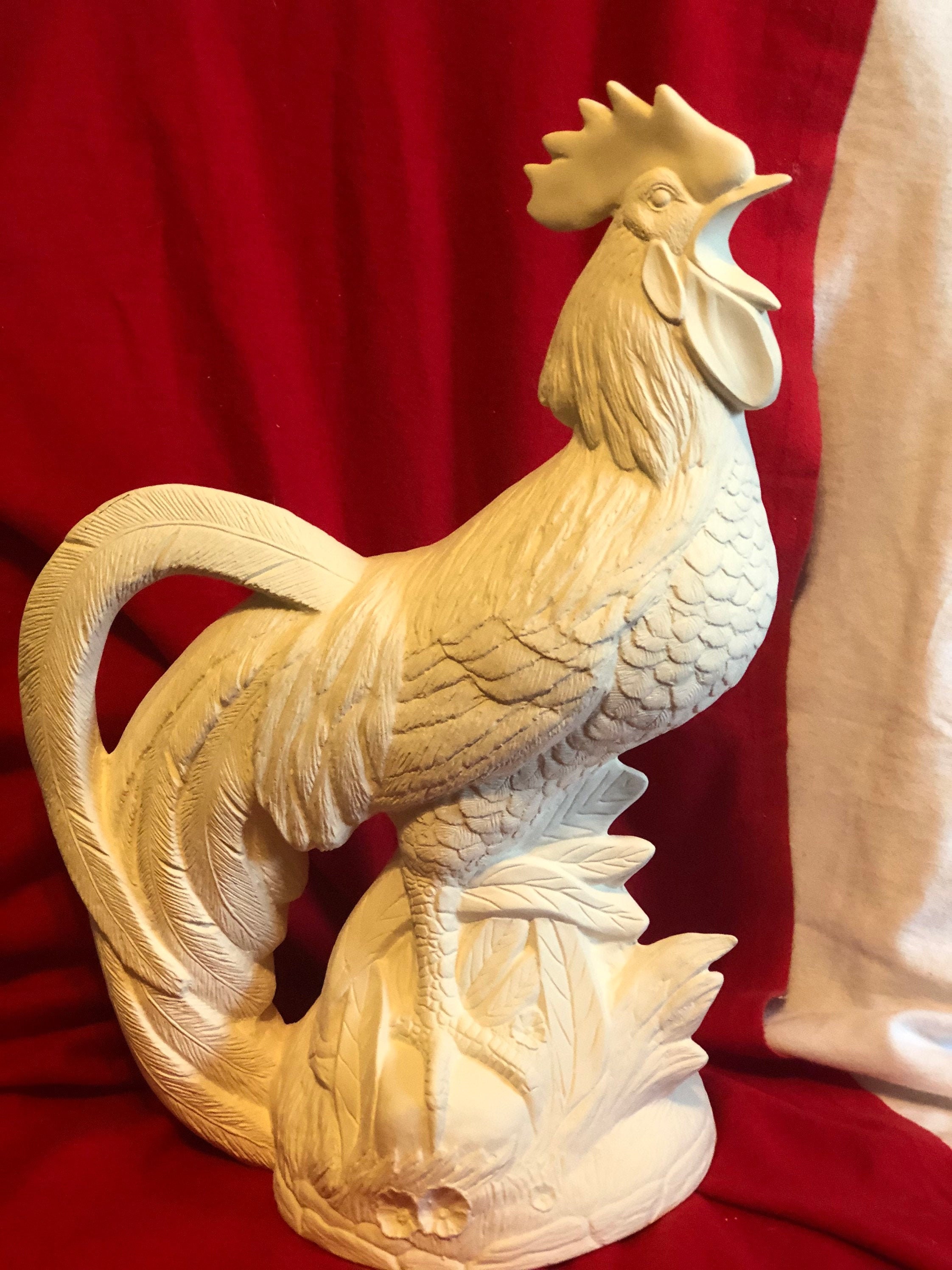 Rooster Crowing In Ceramic Bisque Ready To Paint