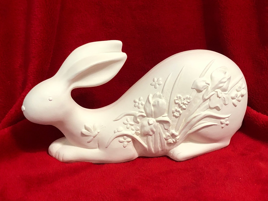 DIY Ceramic Bisque Rabbit - Ready-to-paint - Rabbit With Irises Scene ...