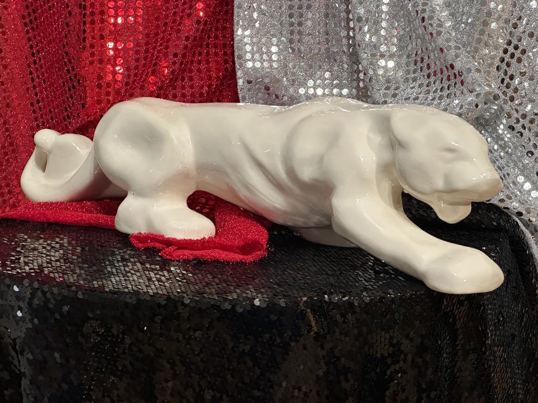 Handmade Ceramic Panther Sculpture - Panther Figurine - Milk Glass ...
