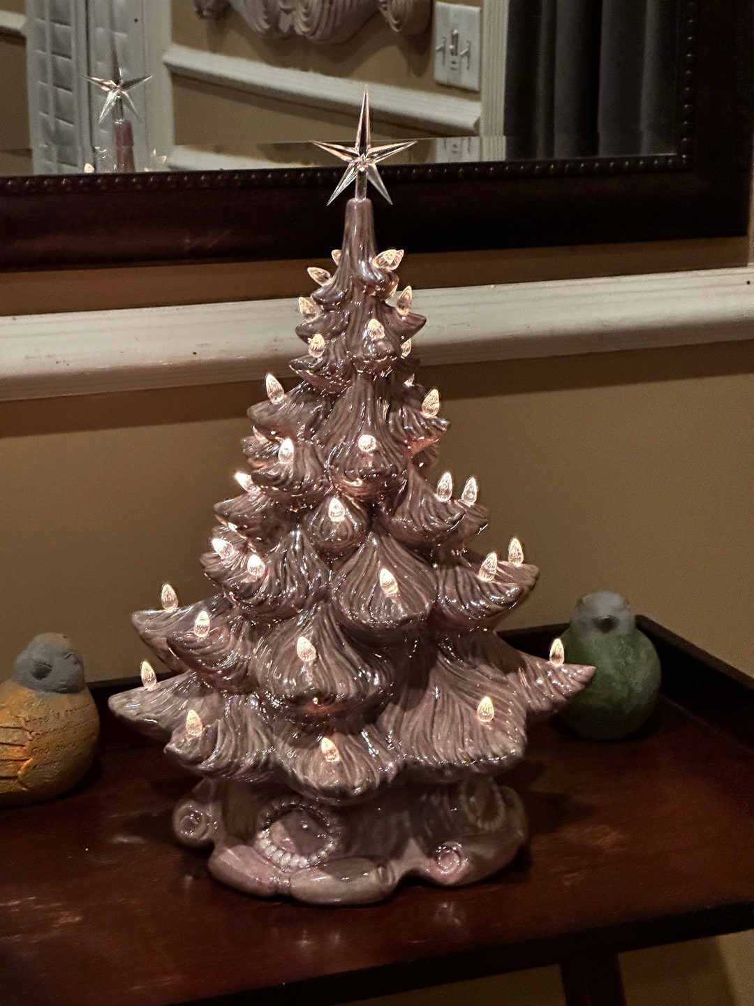 Handcrafted Ornamented Xmas Tree and Base - Atlantic Pink Quartz Xmas ...