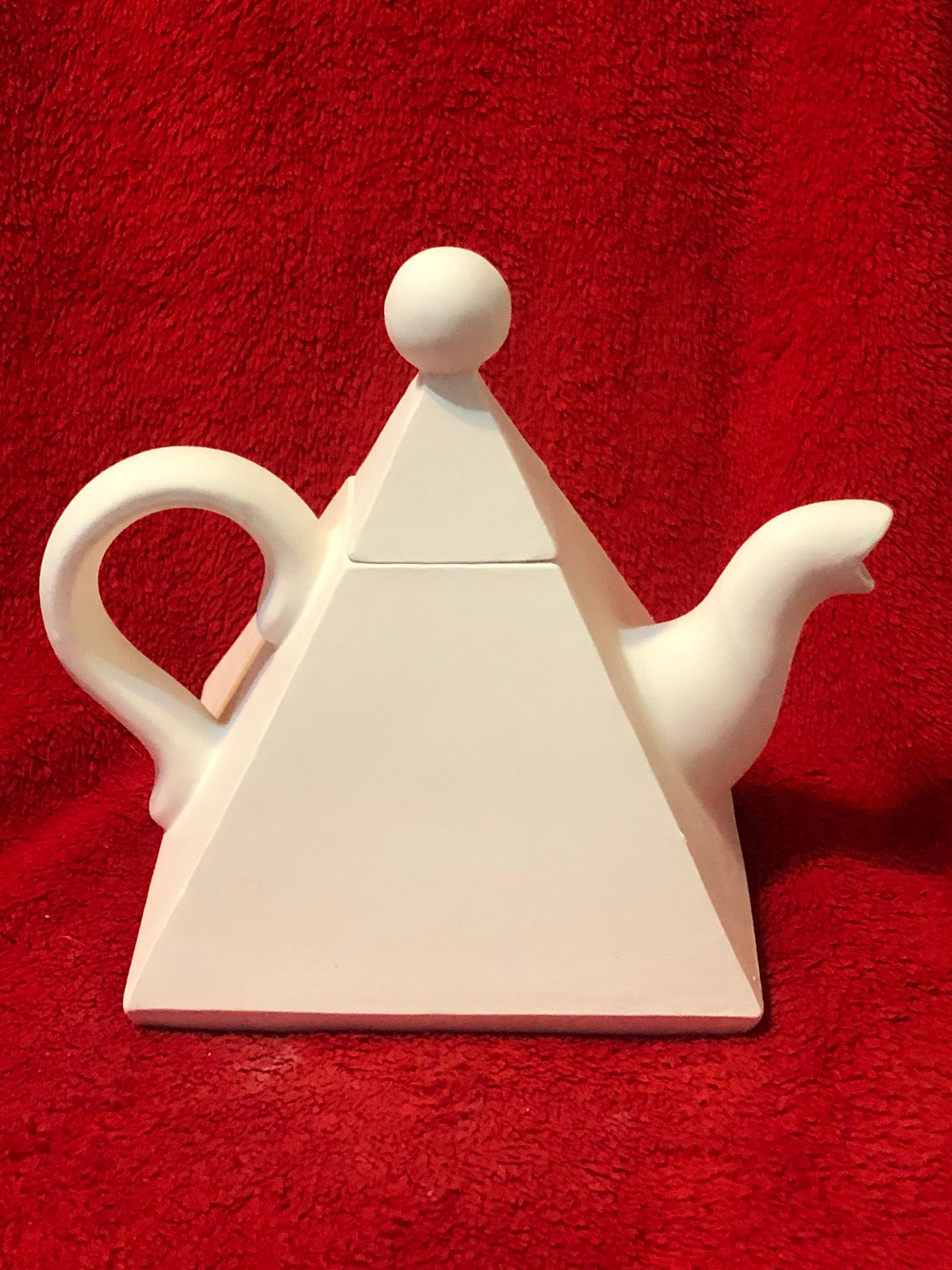 Vintage Ceramic Pyramid Tea Kettle in bisque ready to paint by ...