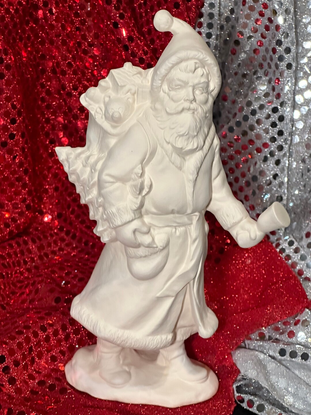 Santa With Bell in Ceramic Bisque Ready to Paint by Jmdceramicsart - Etsy