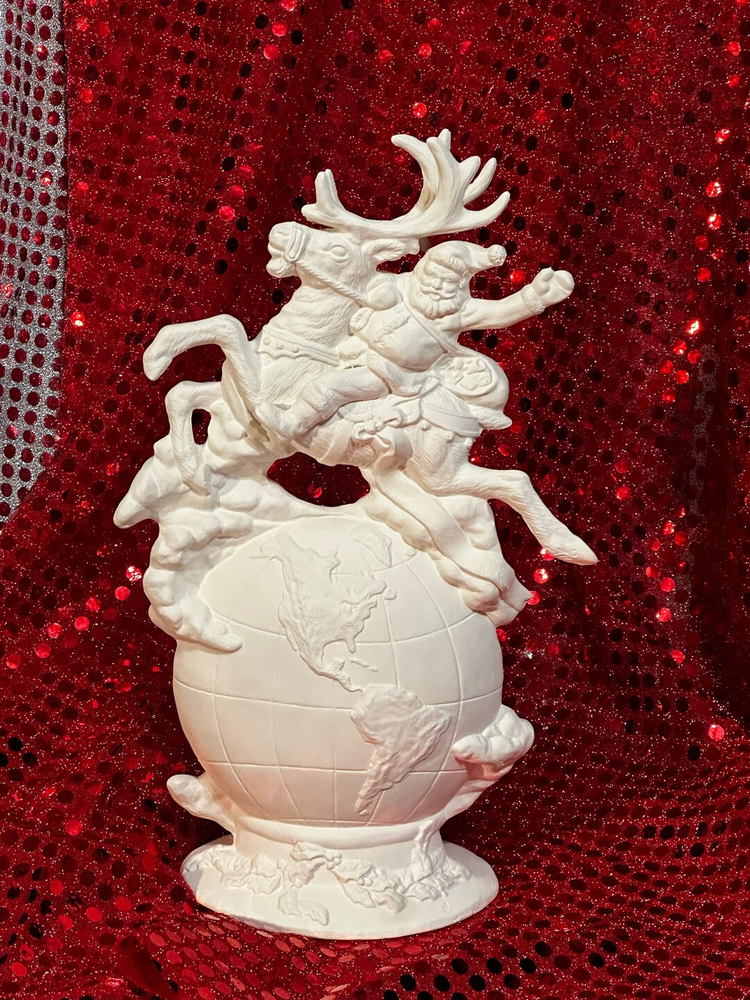 Provincial Molds Santa Riding a Reindeer Ceramic Bisque Ready to Paint ...