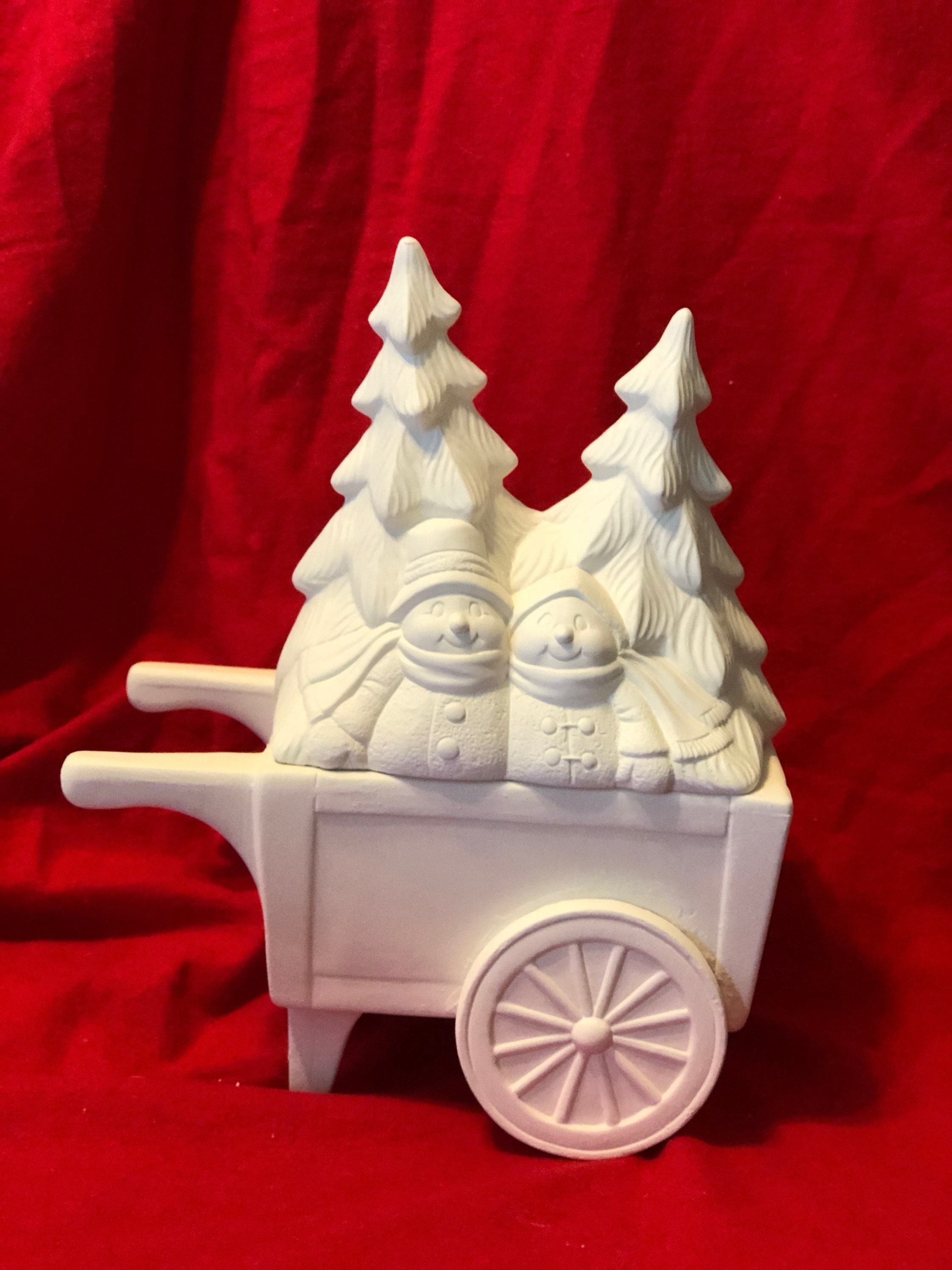 2 Piece Mayco's Snow People Lid With Cart in Ceramic | Etsy