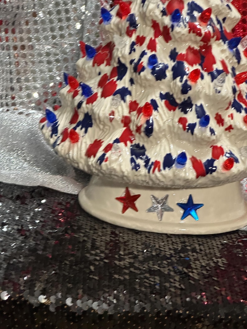 Patriotic Ceramic Ornament Tree: Handcrafted 4th of July Decor ...