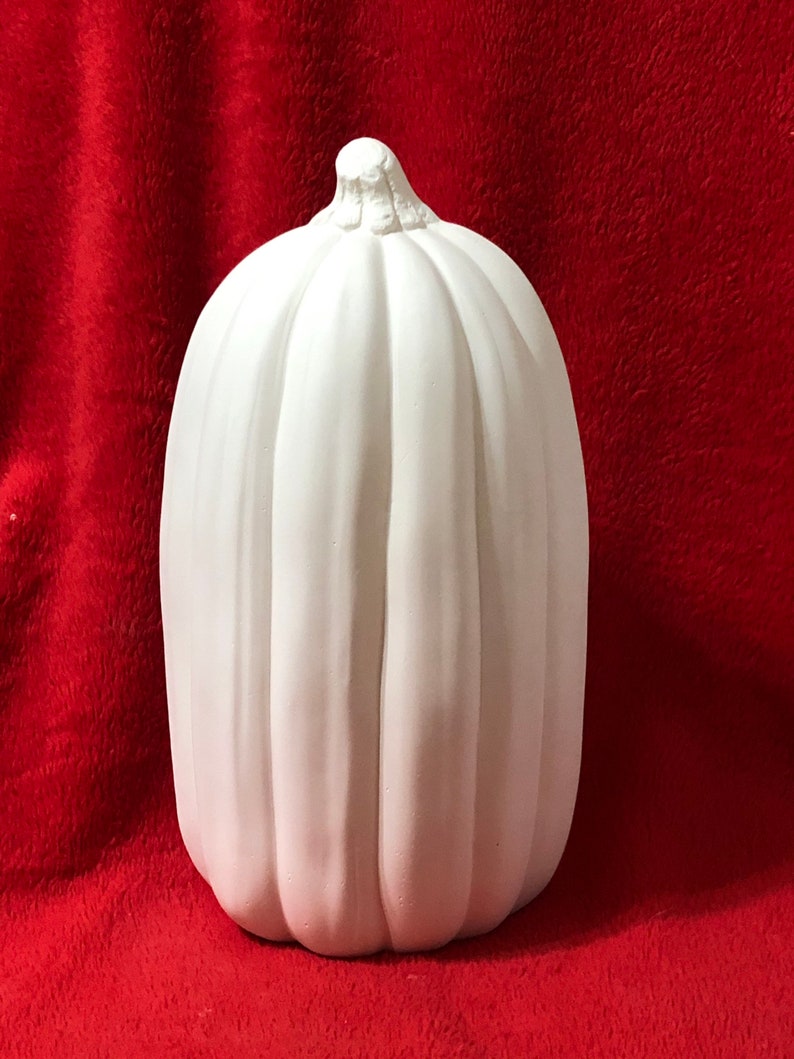 Small Slim Ceramic Pumpkin With Cut Outs for Lights in Bisque | Etsy