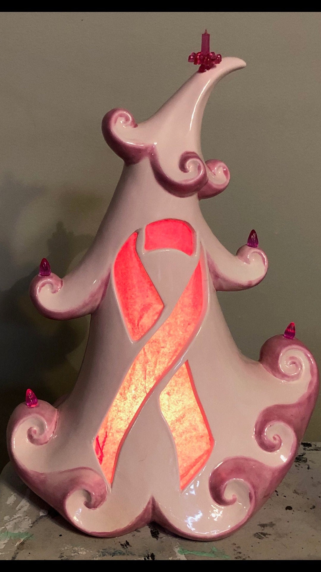 Ceramic Breast Cancer Awareness Jolly Ribbon Tree - Etsy