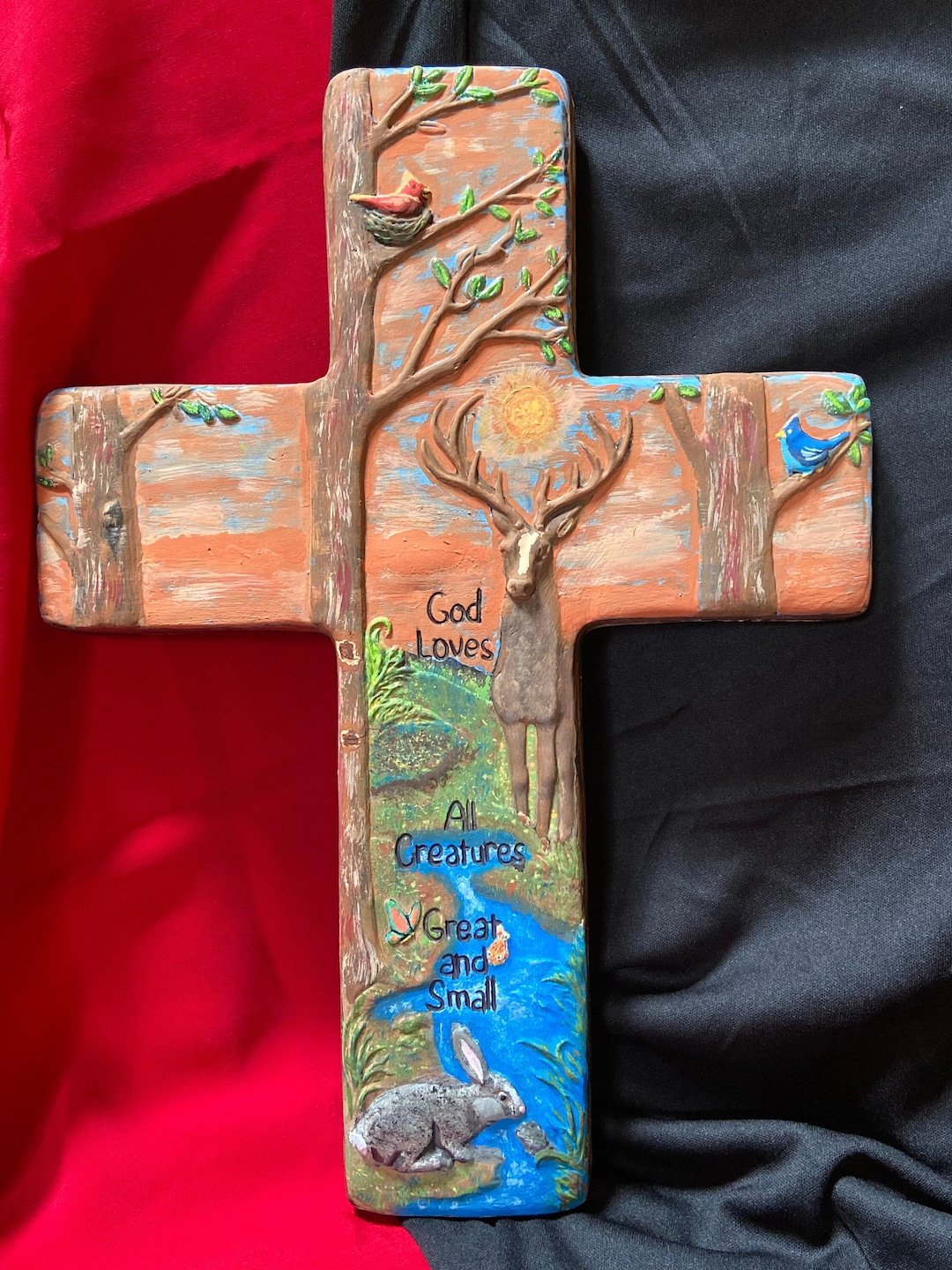 Handmade Custom Painted Gods Creatures Cross Wall Hanging by ...