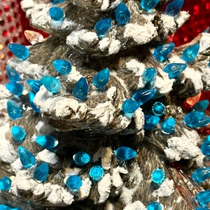 Handmade Aluminum Glazed Ceramic Christmas Tree: Snow-dusted Aqua Bulbs ...